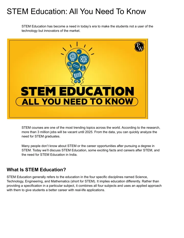PPT - STEM EDUCATION PowerPoint Presentation, free download - ID:11509613