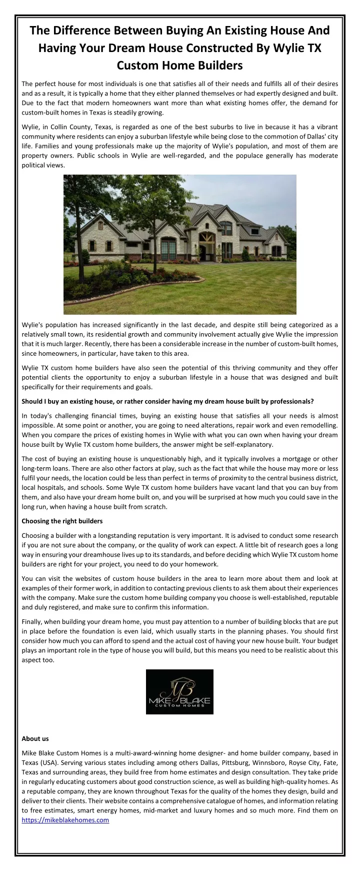PPT - The Difference Between Buying An Existing House And Having Your ...