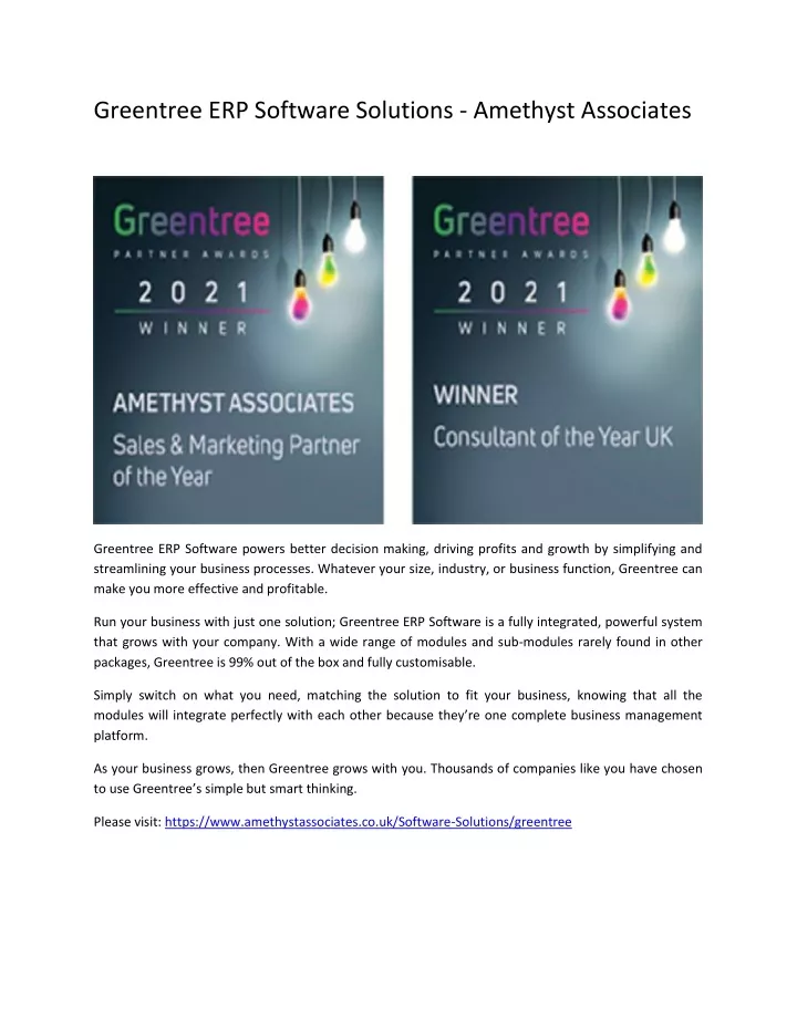 PPT - Greentree ERP Software Solutions - Amethyst Associates PowerPoint ...