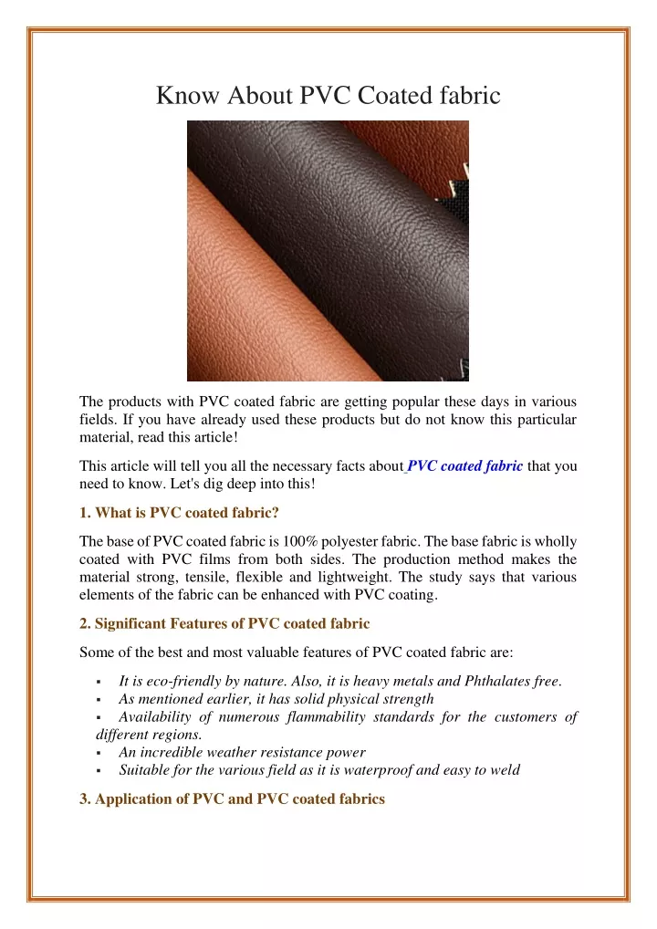 PPT - Know About PVC Coated fabric PowerPoint Presentation, free ...