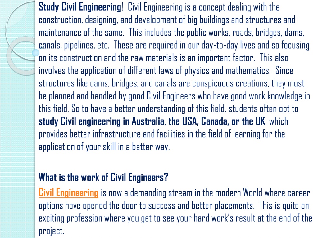 PPT - Study Engineering in Australia - Civil Engineering - Lawand ...