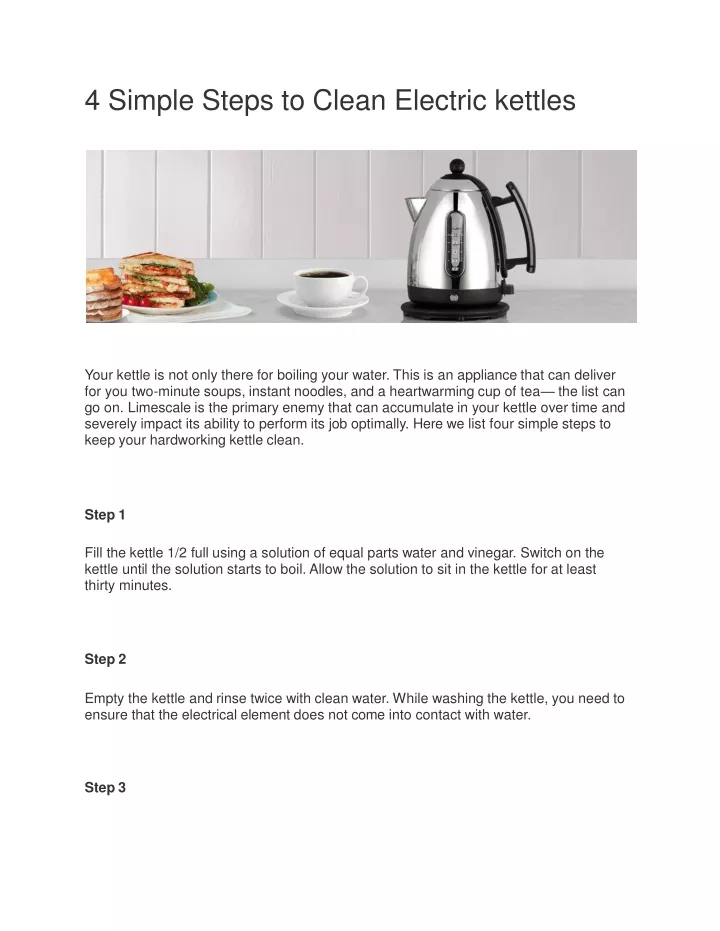 PPT - 4 Simple Steps to Clean Electric kettles PowerPoint Presentation ...