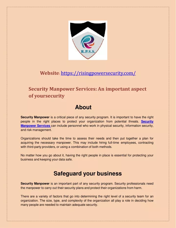 PPT - Security Manpower Services: An important aspect of your security ...
