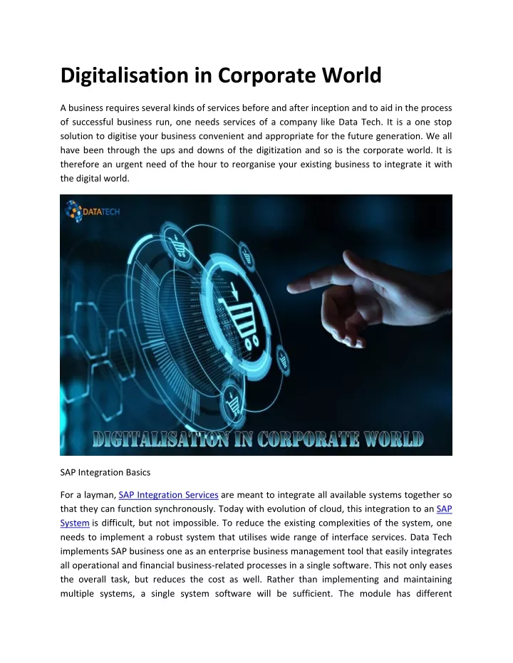 PPT - Digitalisation in Corporate World PowerPoint Presentation, free ...
