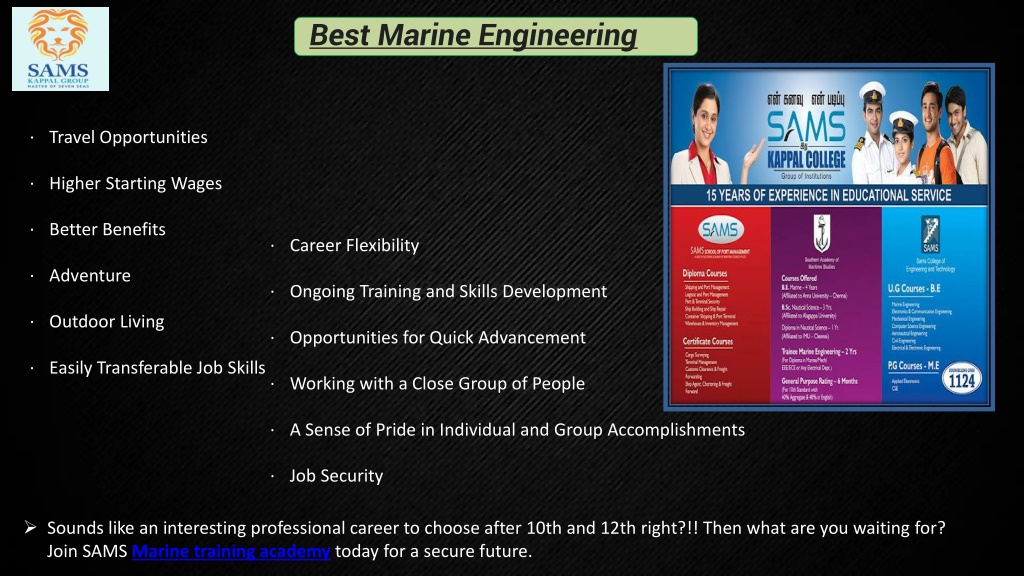 PPT - Best Marine Training Academy - SAMS MARINE Institutes in Chennai ...