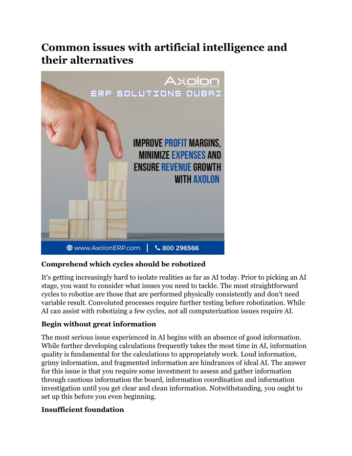 PPT - Common issues with artificial intelligence and their alternatives ...