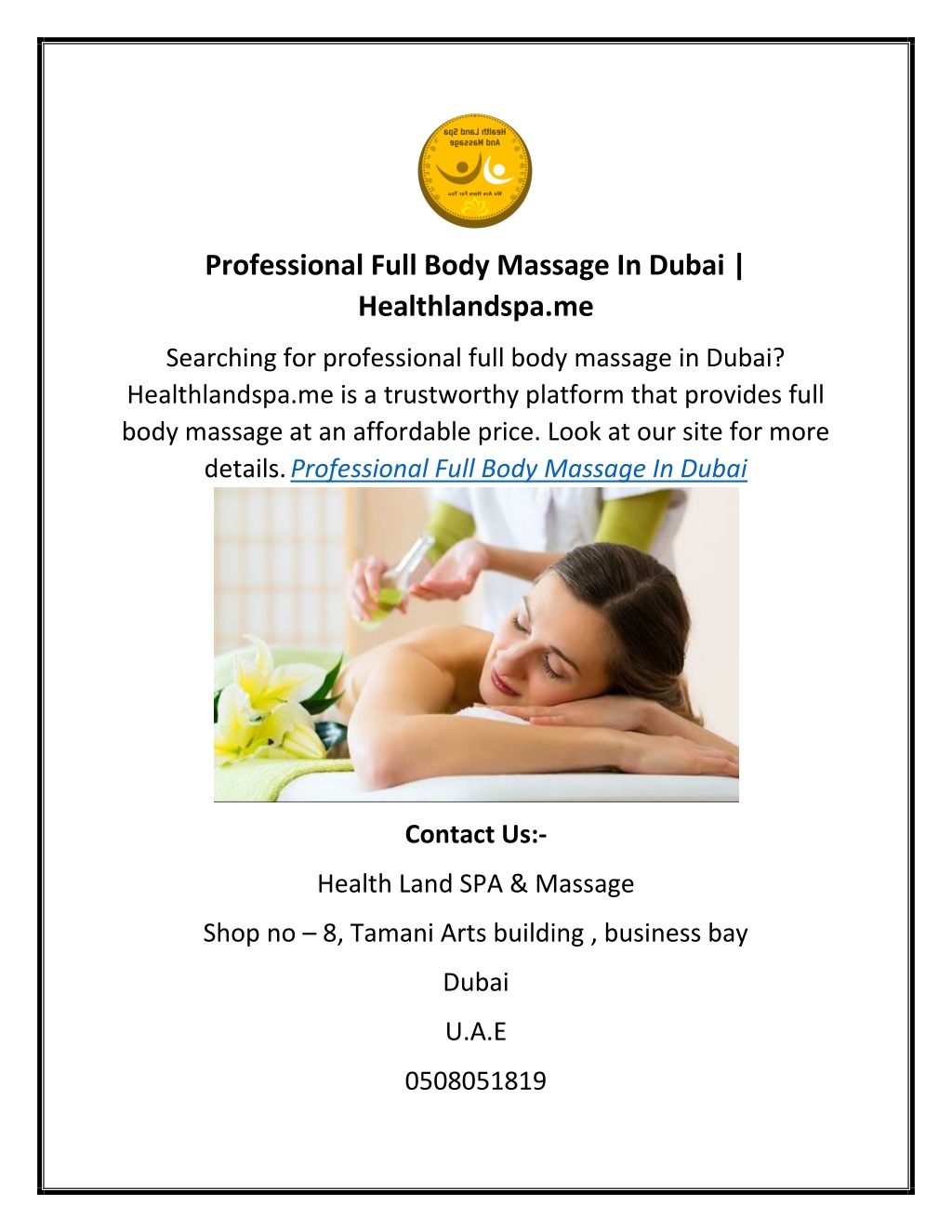 Ppt Professional Full Body Massage In Dubai 111 Powerpoint