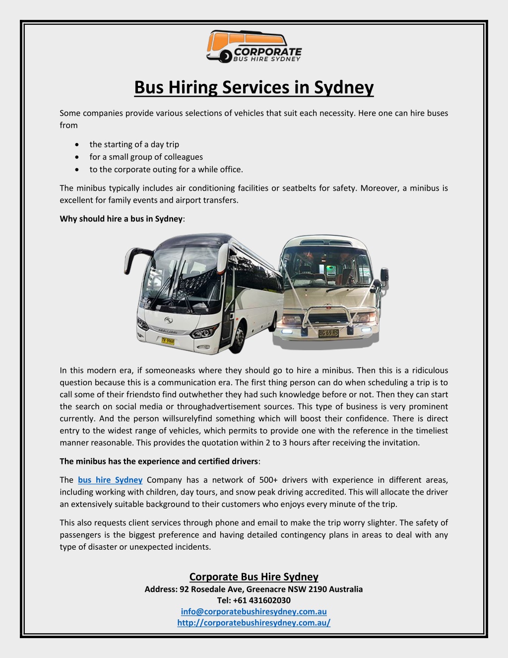 PPT - Bus Hiring Services in Sydney PowerPoint Presentation, free ...