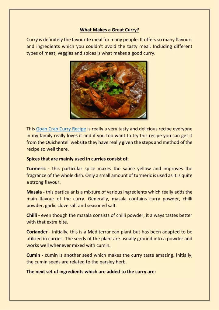 PPT - What Makes a Great Curry PowerPoint Presentation, free download ...