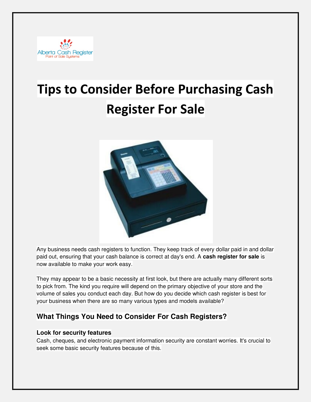 PPT - Cash Register For Sale - Alberta Cash Register PowerPoint ...