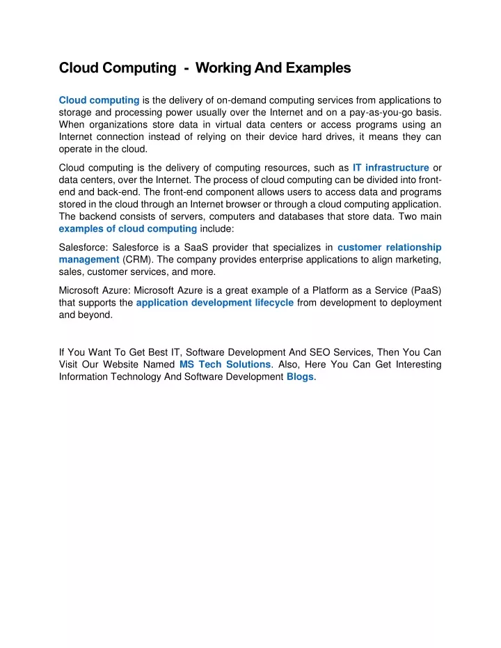 PPT - Cloud Computing - Working And Examples PowerPoint Presentation - ID:11515958