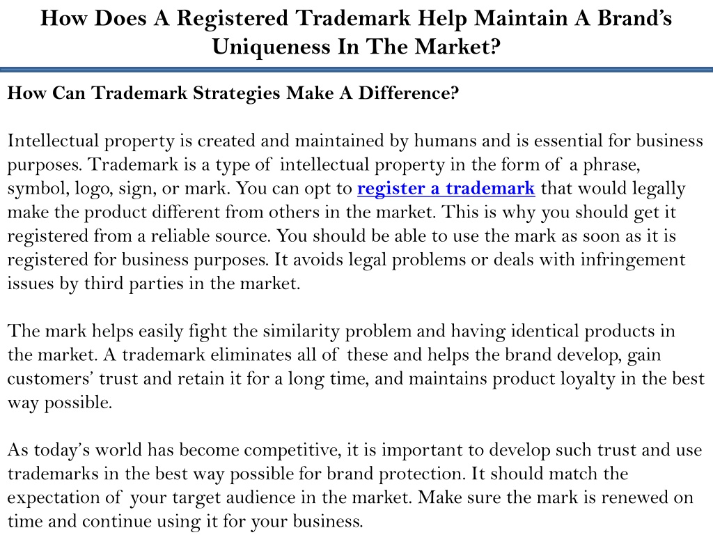 PPT - How Does A Registered Trademark Help Maintain A Brand’s ...