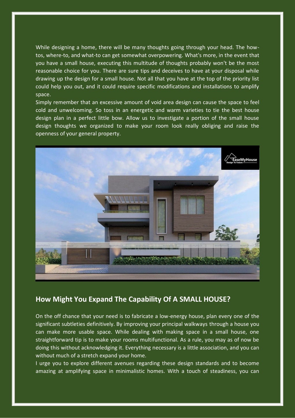 PPT - The Key Factor To SMALL HOUSE DESIGN Excellence PowerPoint ...
