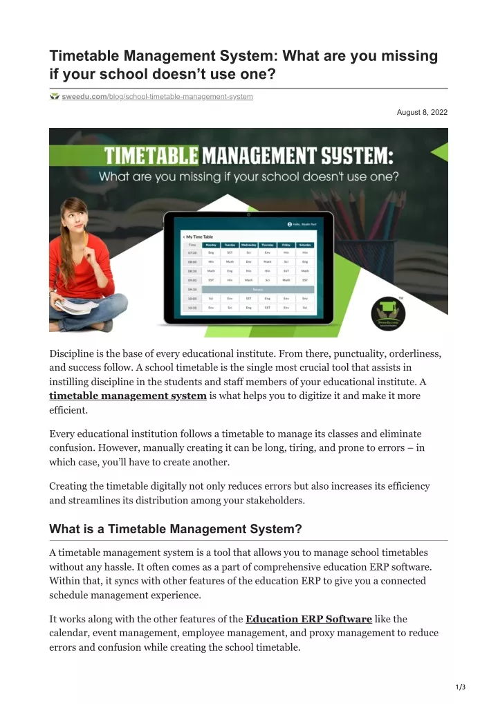PPT - sweedu.com-Timetable Management System What are you missing if ...