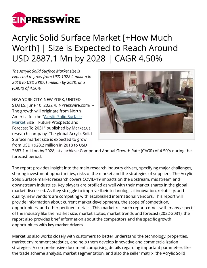 PPT - Acrylic Solid Surface Market [ How Much Worth] | PowerPoint Presentation - ID:11522718