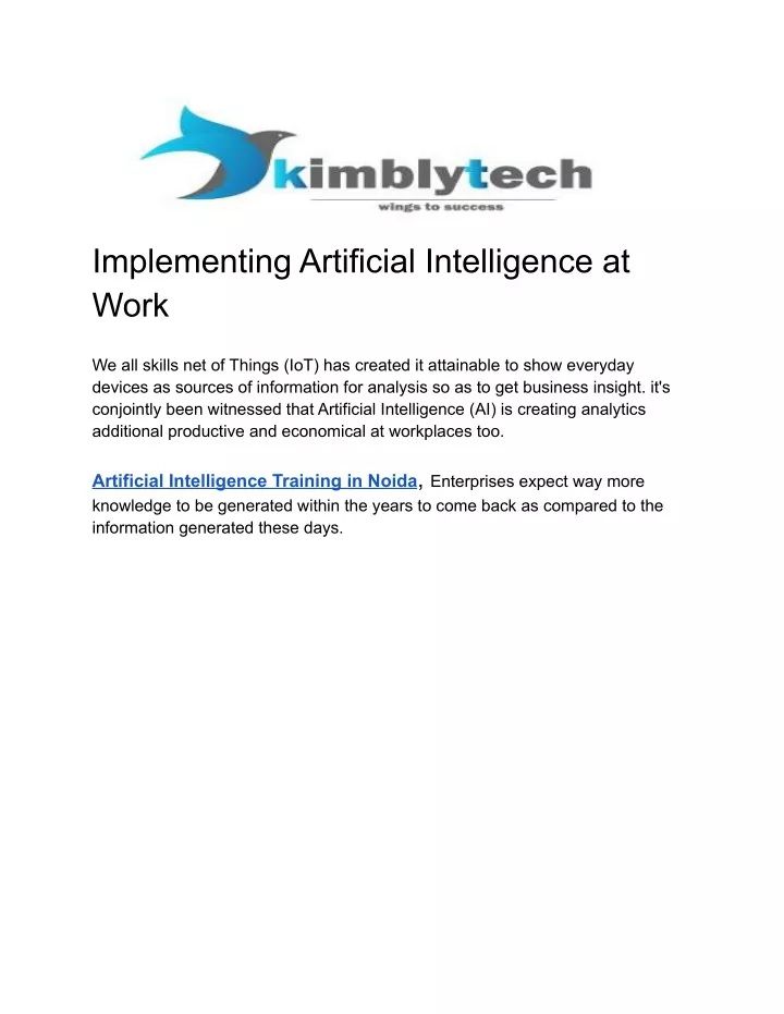 PPT - Implementing Artificial Intelligence at Work PowerPoint Presentation - ID:11523159