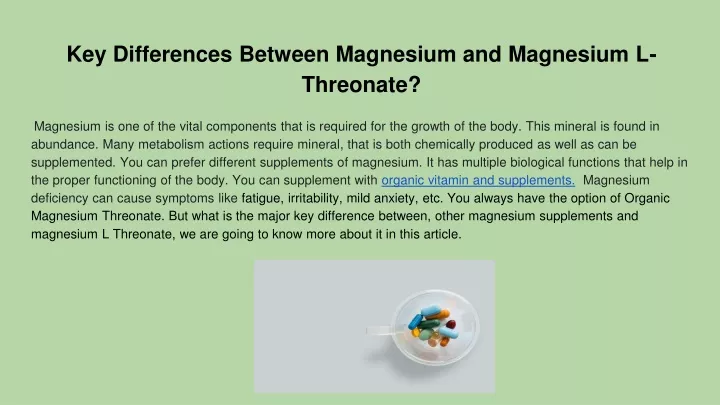 PPT - Key Differences Between Magnesium and Magnesium L-Threonate ...