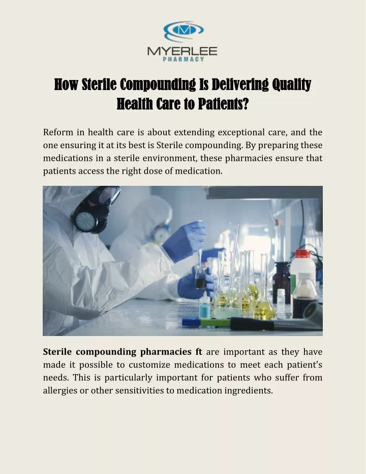 PPT - Best Sterile Compounding Pharmacies In Ft Myers | Myerlee ...