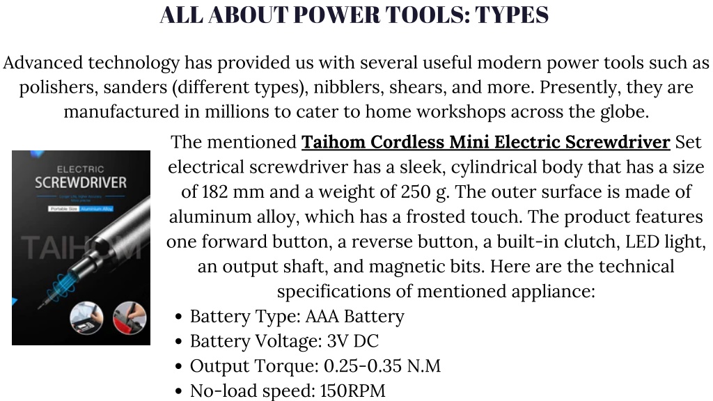 PPT - Taihom Cordless Mini Electric Screwdriver - Ole Baba PowerPoint ...