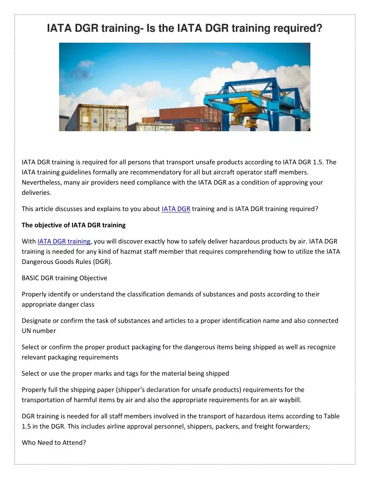PPT - IATA DGR training- Is the IATA DGR training required PowerPoint ...