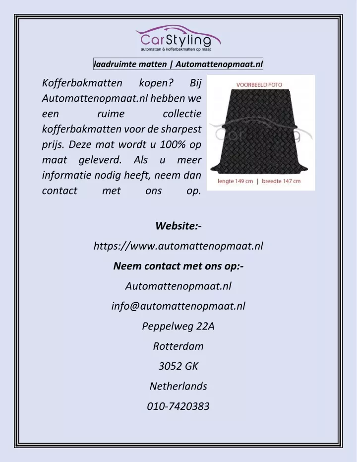 PPT - laadruimte matten Automattenopmaat.nl PowerPoint Presentation, free download - ID:11528175