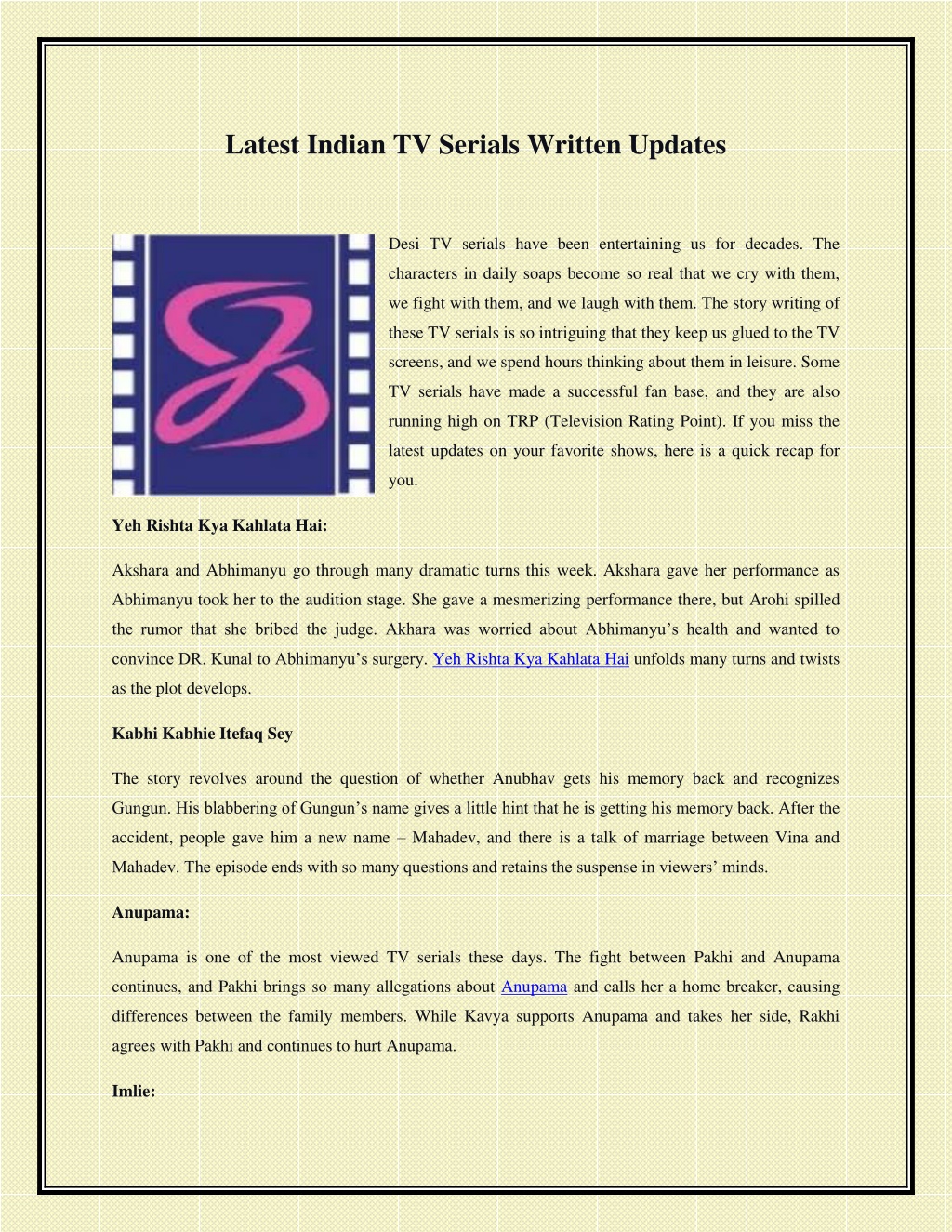 PPT - Latest Indian TV Serials Written Updates PowerPoint Presentation ...