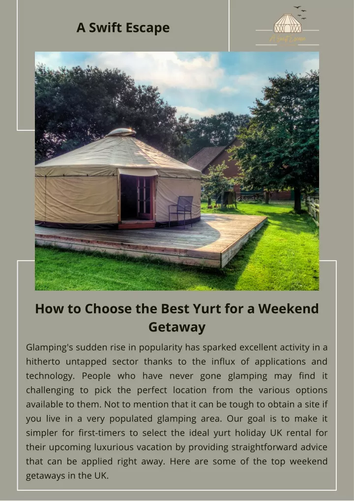 PPT - How to Choose the Best Yurt for a Weekend Getaway PowerPoint Presentation - ID:11529992