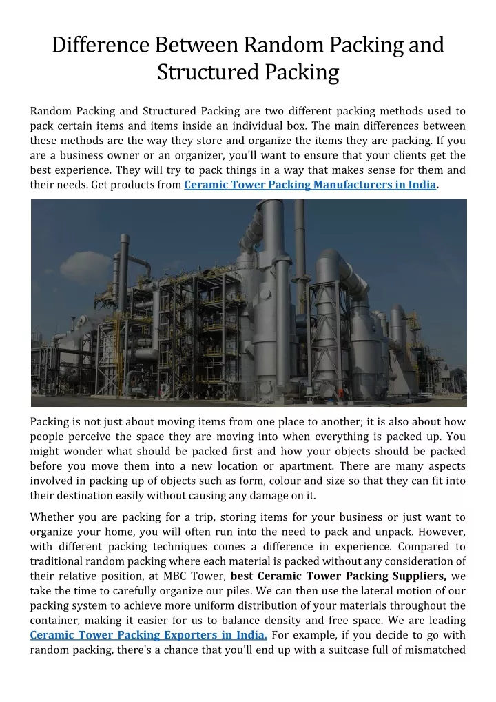 PPT - Difference Between Random Packing and Structured Packing PowerPoint Presentation - ID:11530343