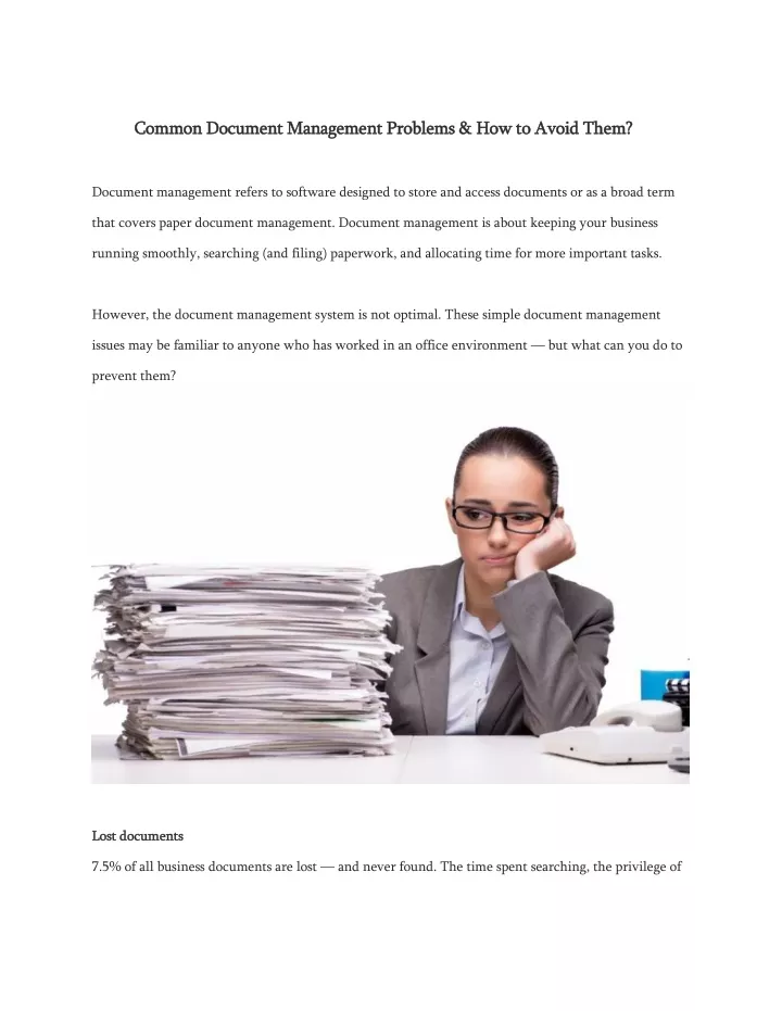 PPT - Common Document Management Problems & How to Avoid Them ...