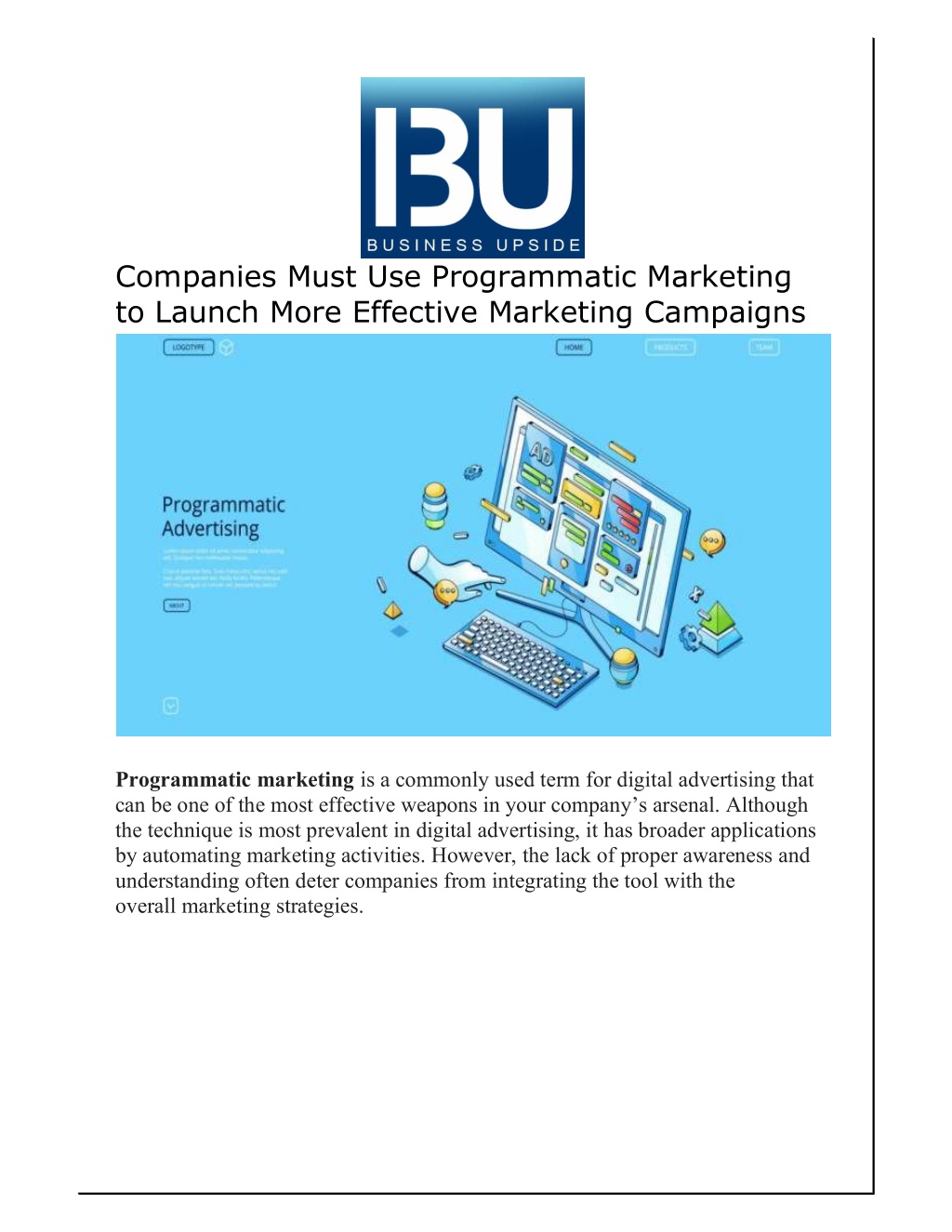 PPT - Companies Must Use Programmatic Marketing to Launch More Effective Marketing Campaigns ...