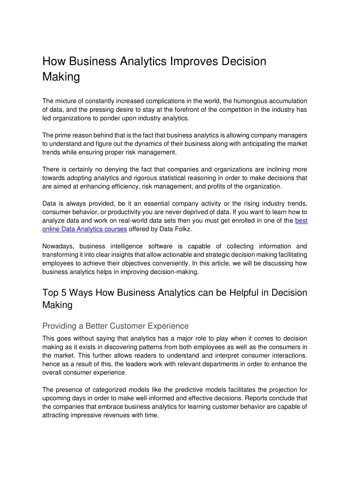 PPT - How Business Analytics Improves Decision Making PowerPoint ... PPT - How Business Analytics Improves Decision Making PowerPoint ...