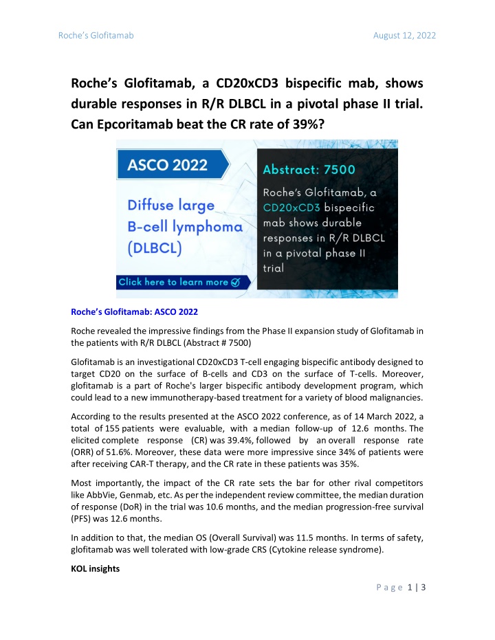 PPT - Roche’s Glofitamab PowerPoint Presentation, free download - ID:11531192