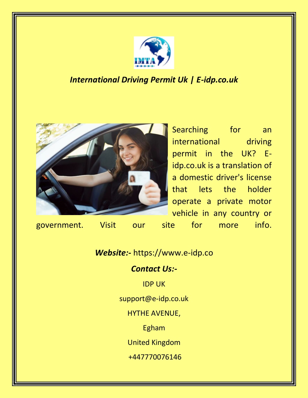 PPT - International Driving Permit Uk E-idp.co.uk PowerPoint ...