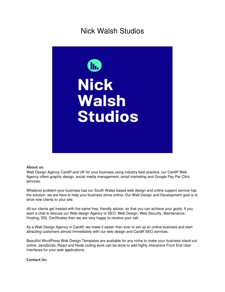 PPT - Nick Walsh Studios Document PowerPoint Presentation, free download - ID:11533618