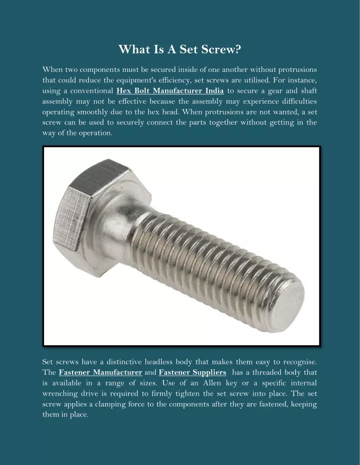 PPT - What Is A Set Screw PowerPoint Presentation, free download - ID ...