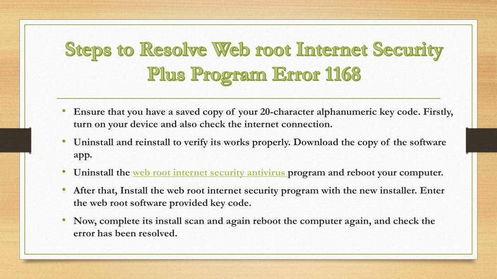 PPT Fix Error Code 1168 On Root Internet Security Plus Program PPT Fix Error Code 1168 On Root Internet Security Plus Program