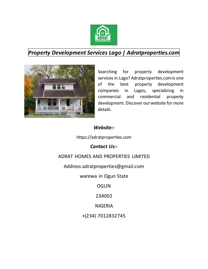 PPT - Property Development Services Lago Adratproperties PowerPoint ...