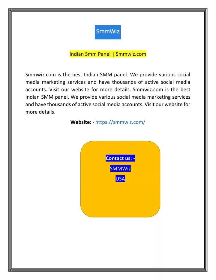 PPT - Indian Smm Pane Smmwizcom PowerPoint Presentation, free download ...