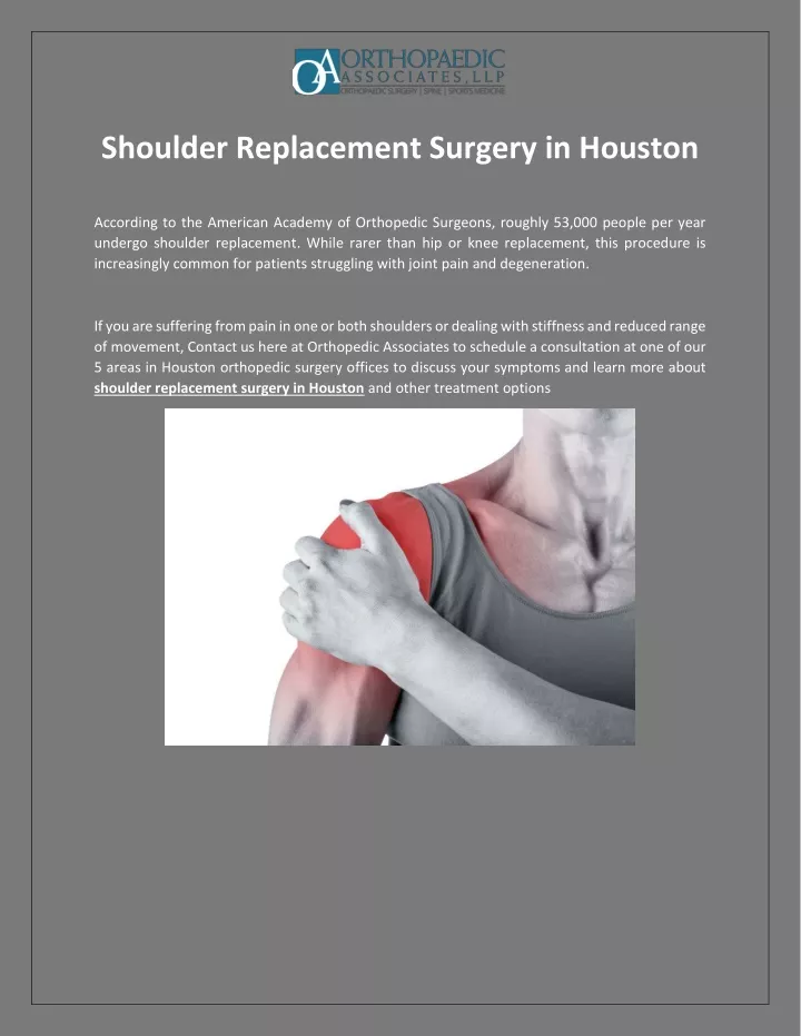 PPT - Shoulder Replacement Surgery in Houston PowerPoint Presentation ...