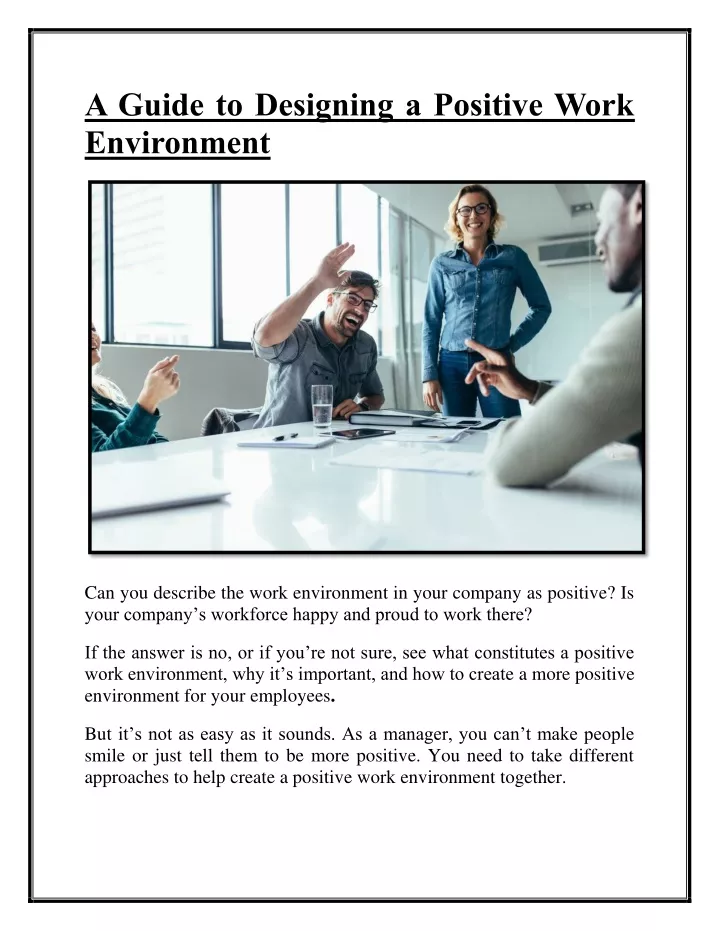 PPT - A Guide to Designing a Positive Work Environment PowerPoint ...