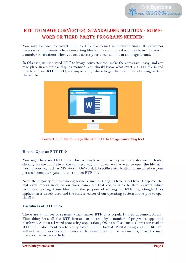 PPT - RTF to Image Converter Standalone Solution - No MS-Word or third ...