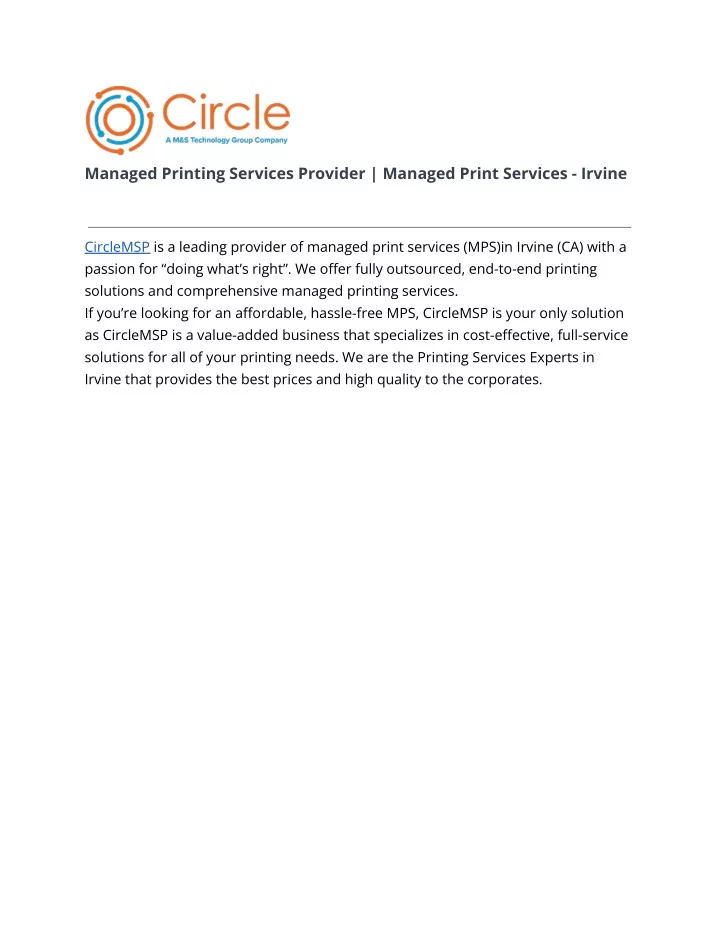PPT - Managed Printing Services Provider _ Managed Print Services - Irvine PowerPoint ...