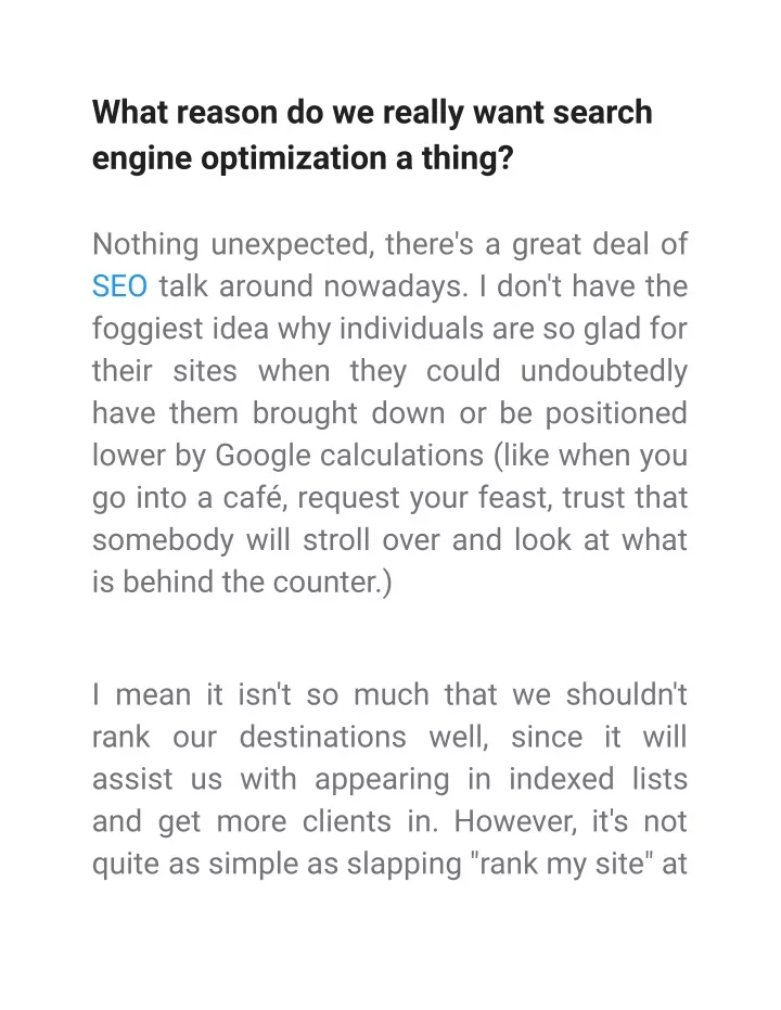PPT - What reason do we really want search engine optimization a thing ...