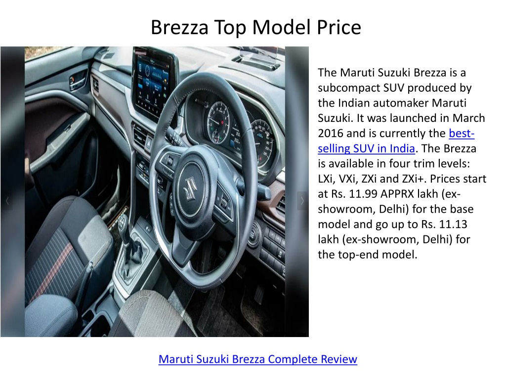 PPT - Maruti Suzuki Brezza Complete Review PowerPoint Presentation ...