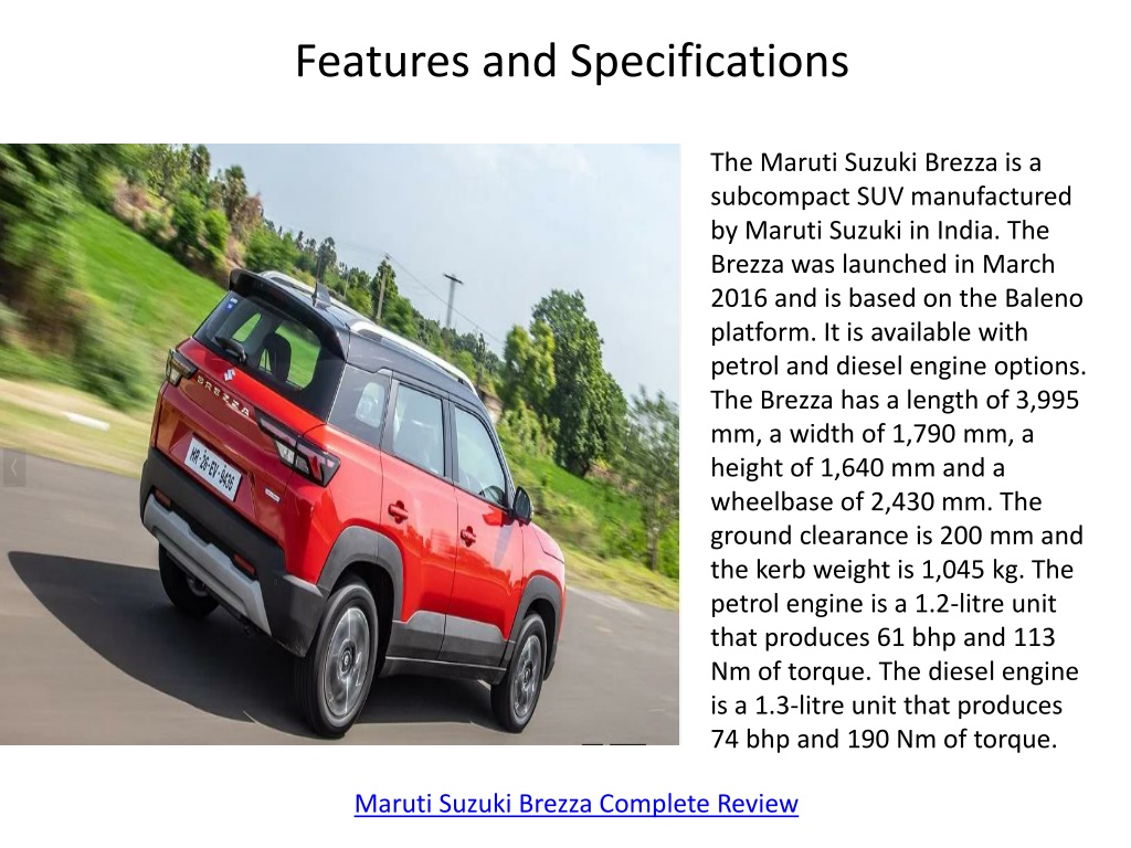 PPT - Maruti Suzuki Brezza Complete Review PowerPoint Presentation ...
