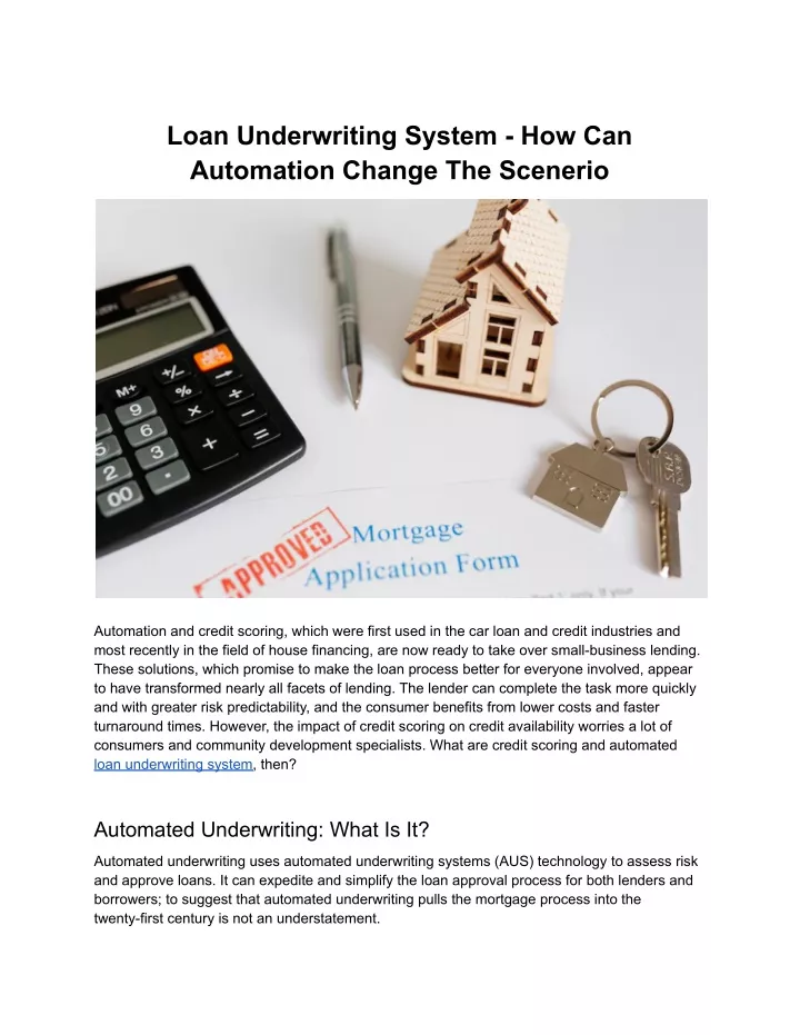 PPT - Loan Underwriting System - How Can Automation Change The Scenerio ...