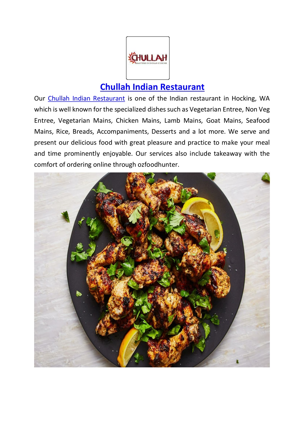 PPT - 5% off - Chullah Indian Restaurant Menu Hocking, WA PowerPoint ...