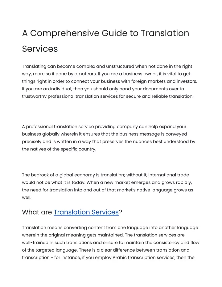 PPT - A Comprehensive Guide to Translation Services PowerPoint ...