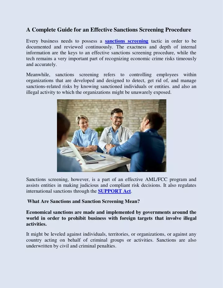 PPT - A Complete Guide for an Effective Sanctions Screening Procedure ...