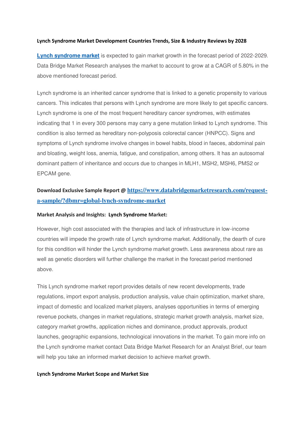 PPT - Lynch Syndrome Market Development Countries Trends, Size ...